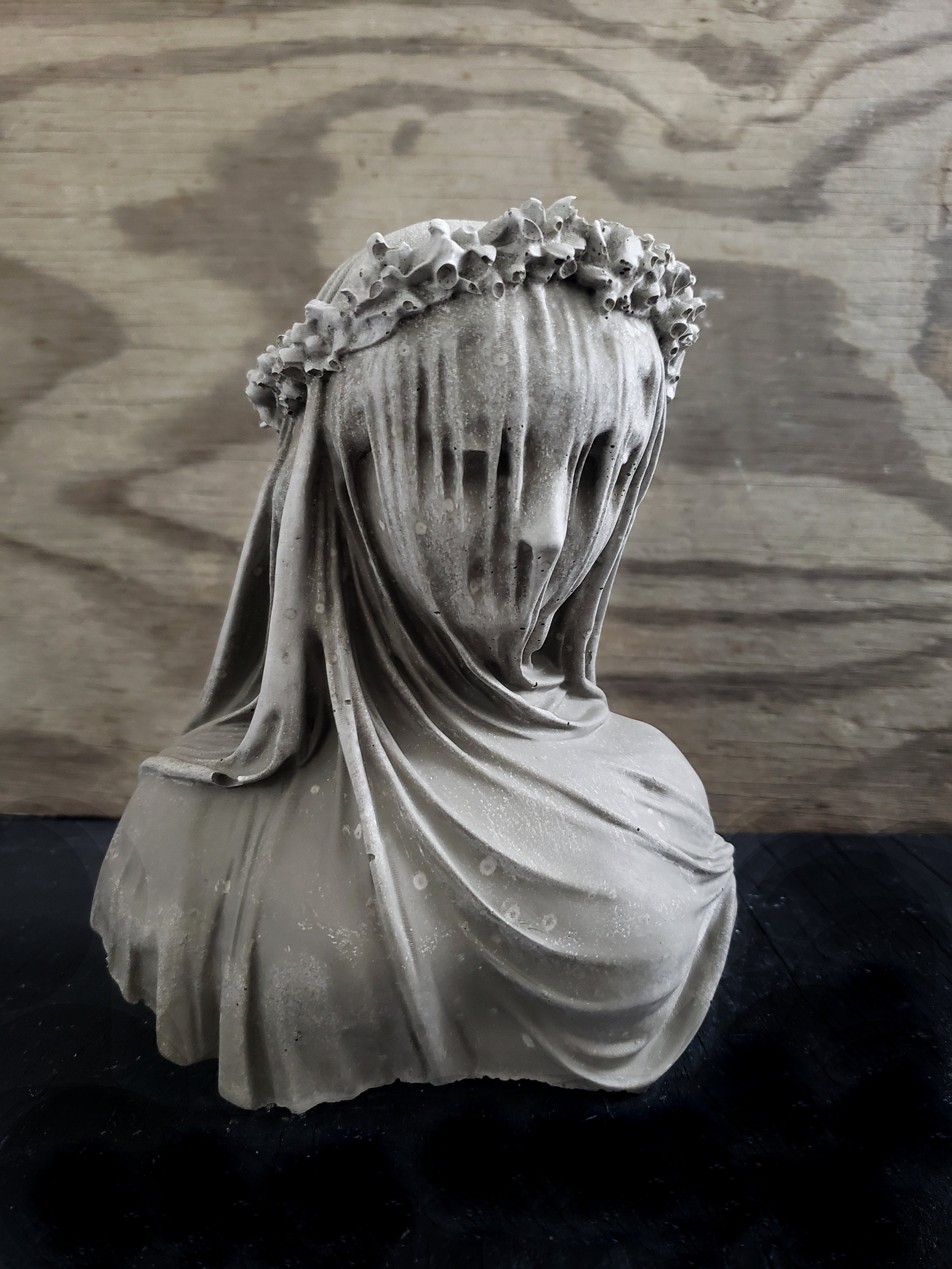 Veiled Lady Mourning Bust Cement Statue | Etsy