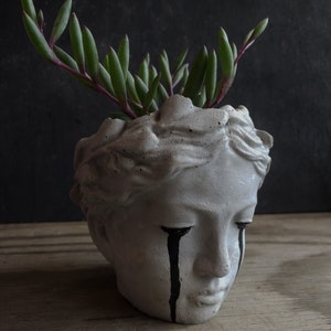 Black Crying Eyes Woman Face Greek Goddess Planter Cement Cactus and ...