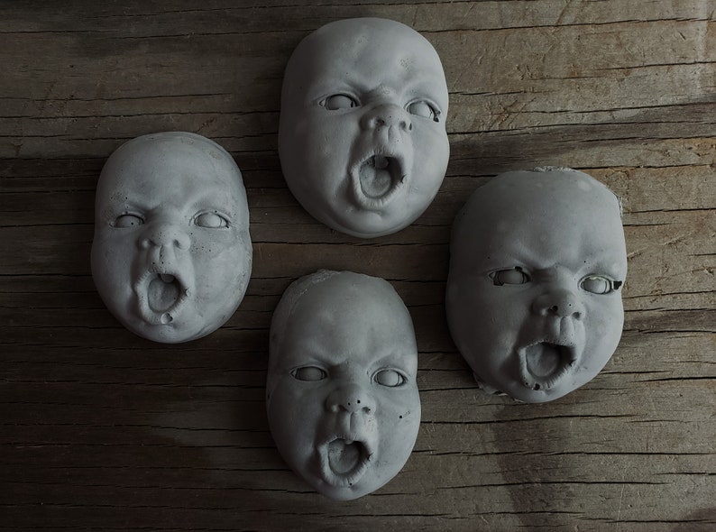 Creepy Cement Angry Face Decorations for Potted Plants or Fairy Gardens ...