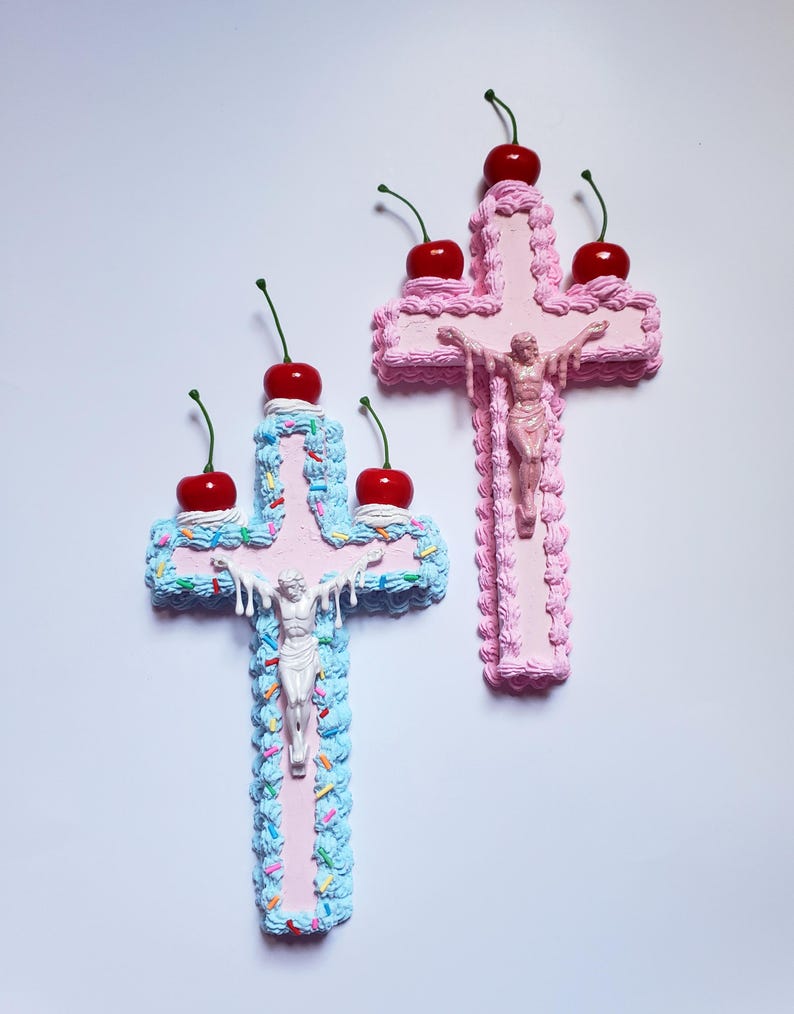Pink Cake SWEET JESUS Crucifix Cross With Jesus Wallhanging Sprinkles ...