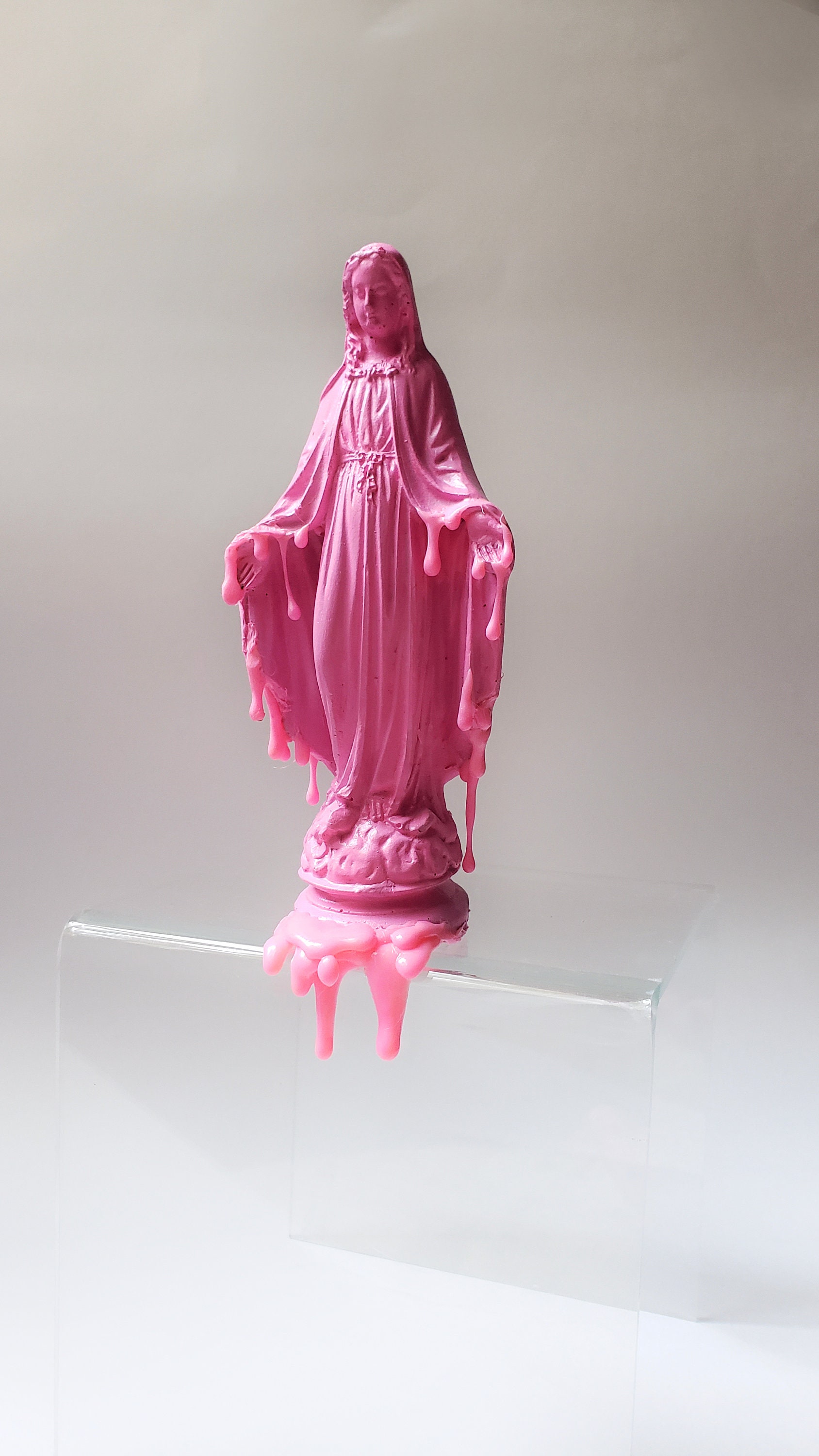 Pink Dripping Melty Virgin Mary Statue of Mary Pop Art Drip Decor - Etsy