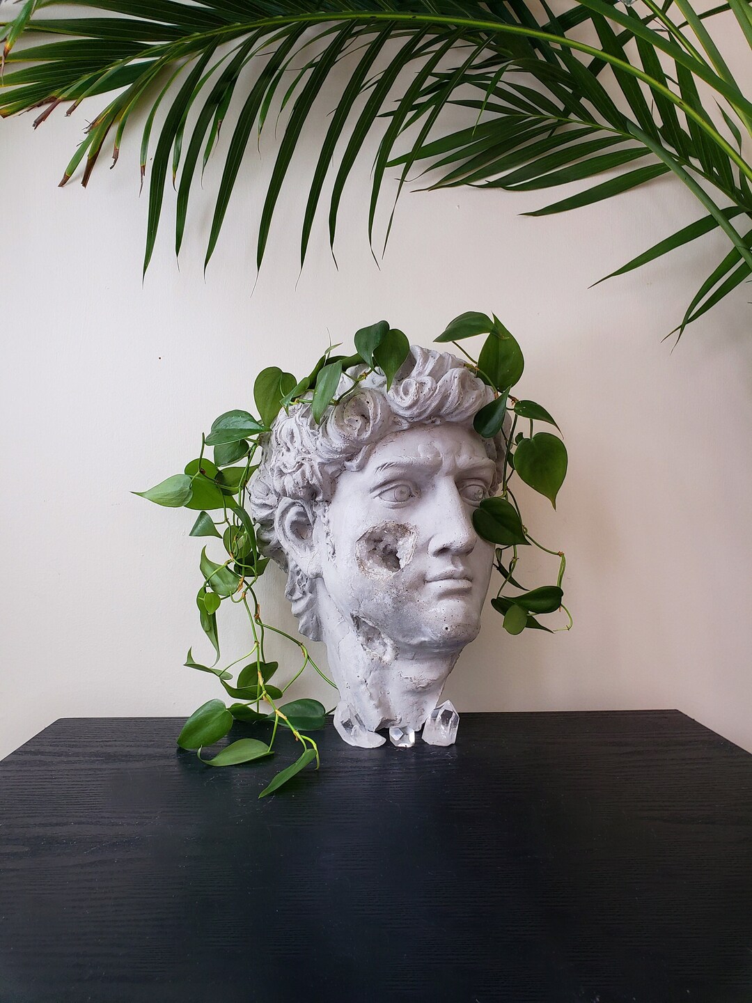 Crystal Geode David Head Planter Roman Greek Statue of David Cement ...