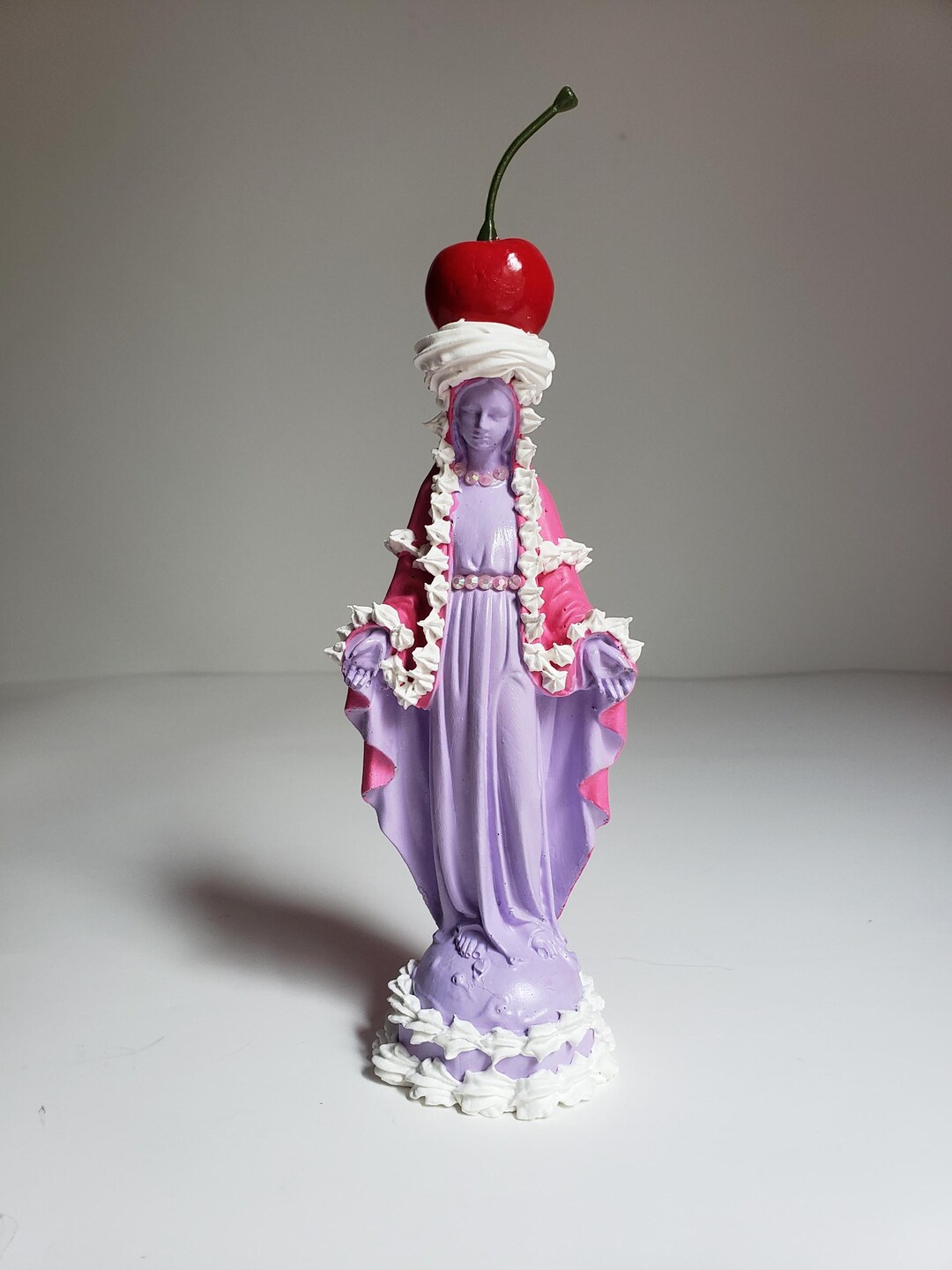 Pink and Purple Cake Virgin Mary Statue of Mary Fake Frosting Icing Pop ...