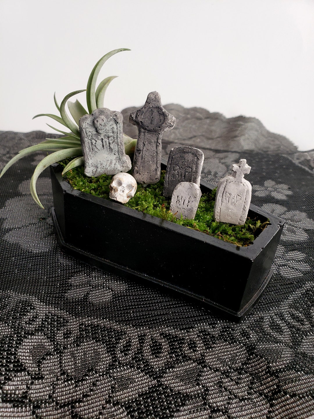 Coffin Casket Spooky Moss Mini Cemetery Planter Halloween Decor - Etsy