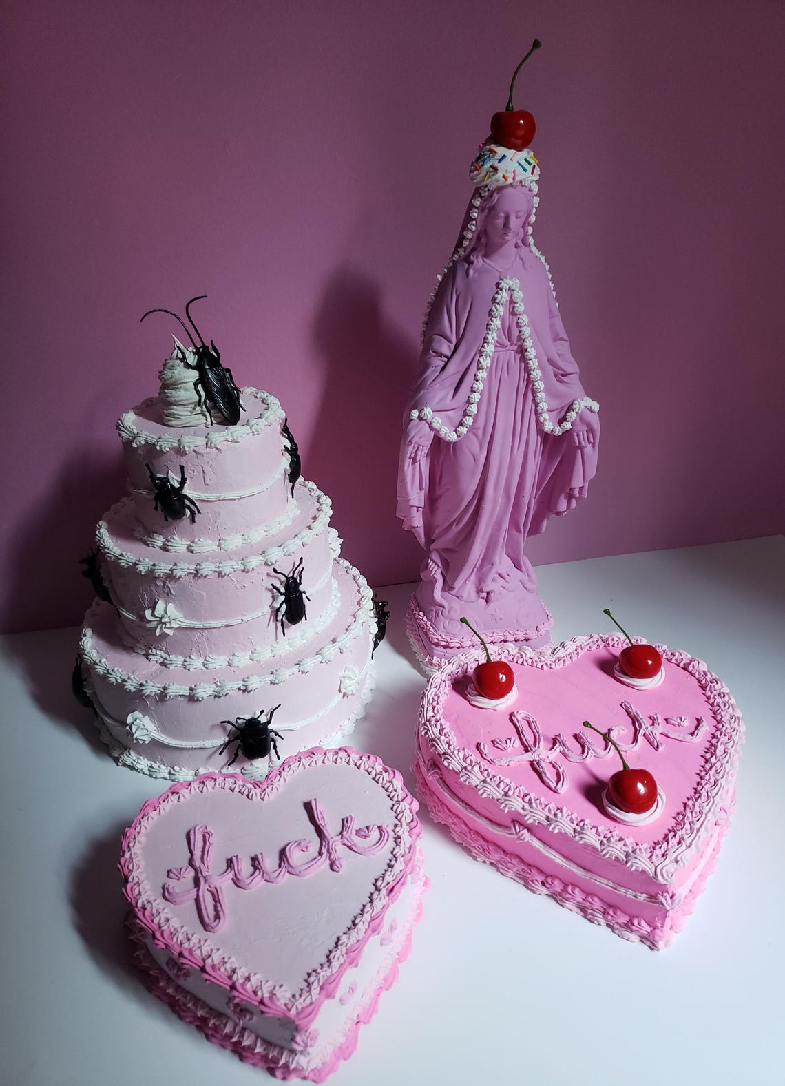 Fake Cake Beetle Bug Creepy Cakes Realistic Frosting Icing Pink Cute ...