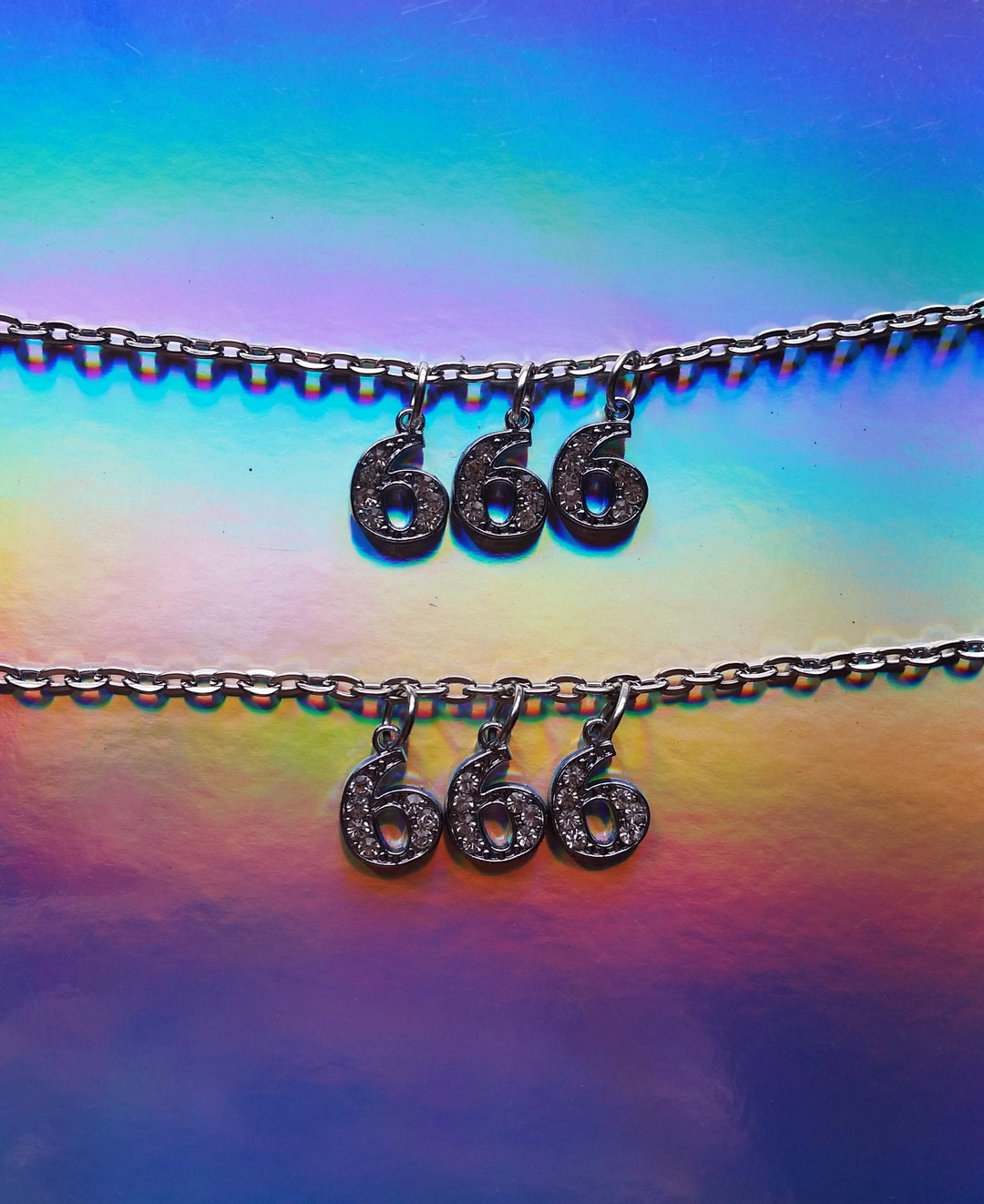 666 Team Satan Sparkle Rhinestone Necklace - Etsy
