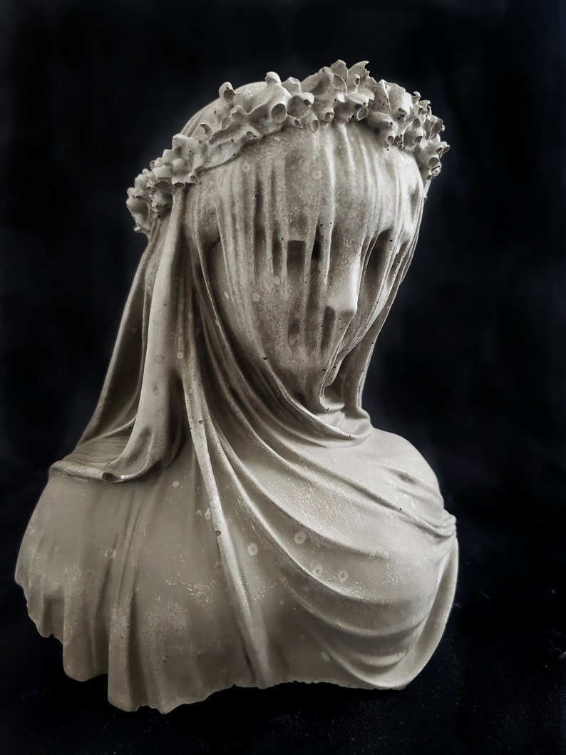 Veiled Lady Mourning Bust Cement Statue - Etsy