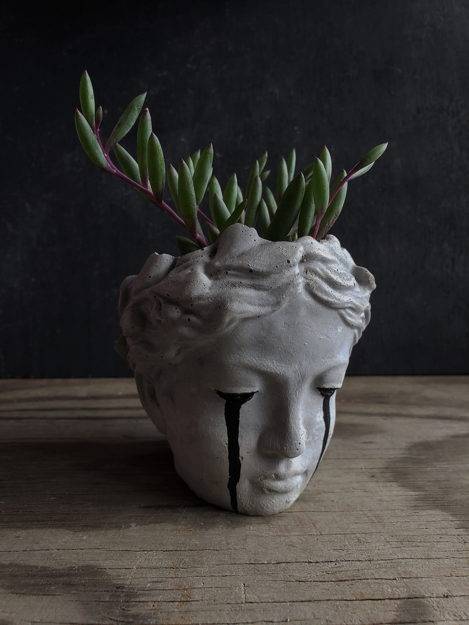 Black Crying Eyes Woman Face Greek Goddess Planter Cement | Etsy