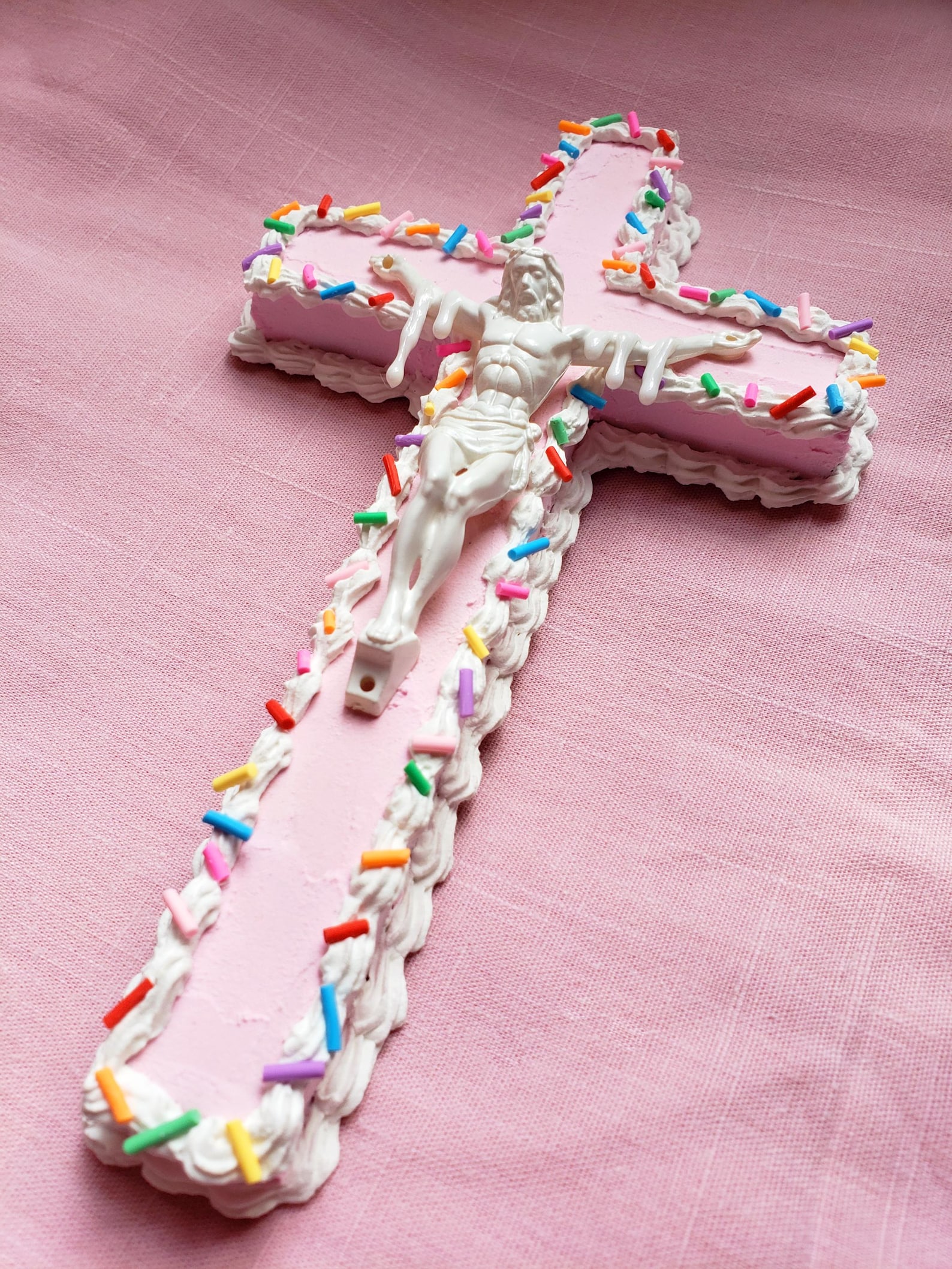 Pink Cake SWEET JESUS Crucifix Cross With Jesus Wallhanging Sprinkles ...