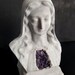 Virgin Mary Bust Statue With Real Amethyst Crystal Cluster Geode Decor ...
