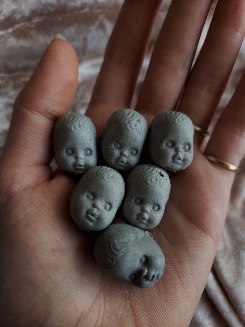 Creepy Tiny Baby Head Cement Decorations for Potted Plants or Fairy ...
