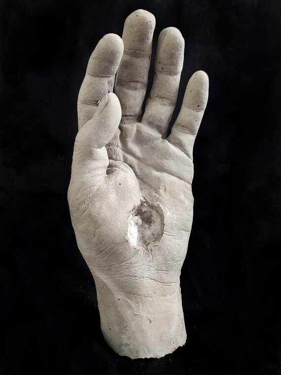 Hand Statue With Real Quartz Crystal Geode Palm Palmistry | Etsy