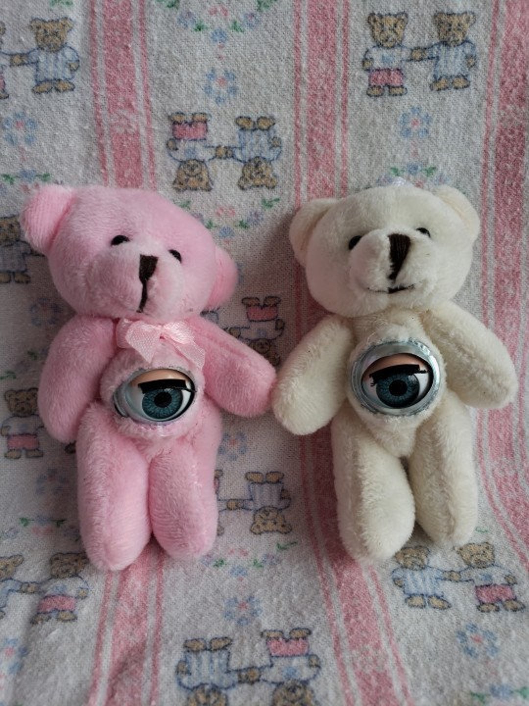 Creepycute Blinking Doll Eye Teddy Bear Plush Toy Keychain - Etsy