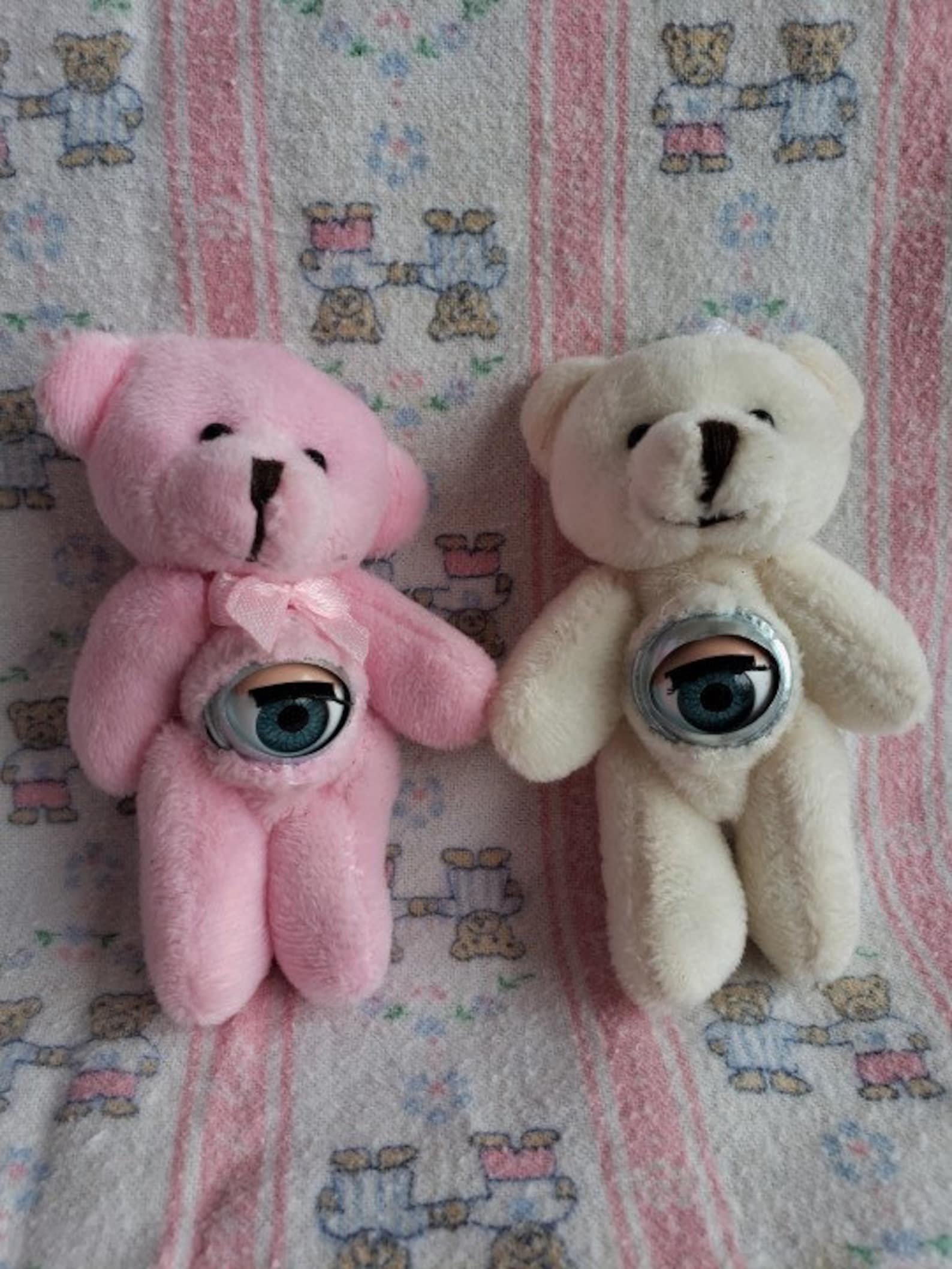 Creepycute Blinking Doll Eye Teddy Bear Plush Toy Keychain - Etsy