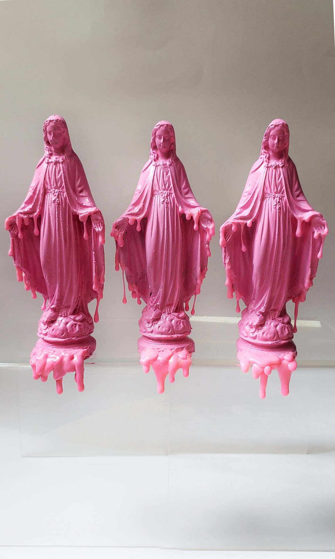 Pink Dripping Melty Virgin Mary Statue of Mary Pop Art Drip Decor - Etsy