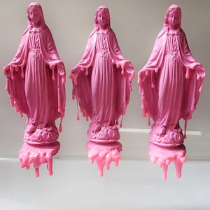 Pink Dripping Melty Virgin Mary Statue of Mary Pop Art Drip Decor - Etsy