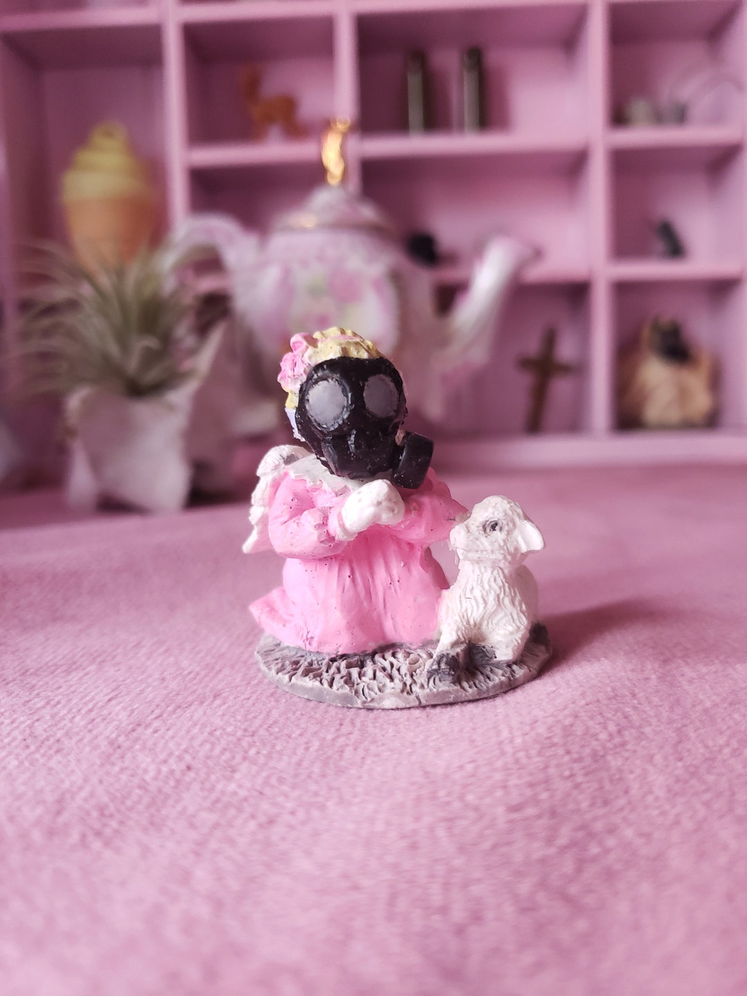 Gas Mask Praying Angel Girl Lamb Figurine - Etsy