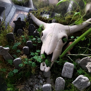 Tiny Mini Cemetery Headstone Tombstone Concrete Potted Plant Terrarium ...