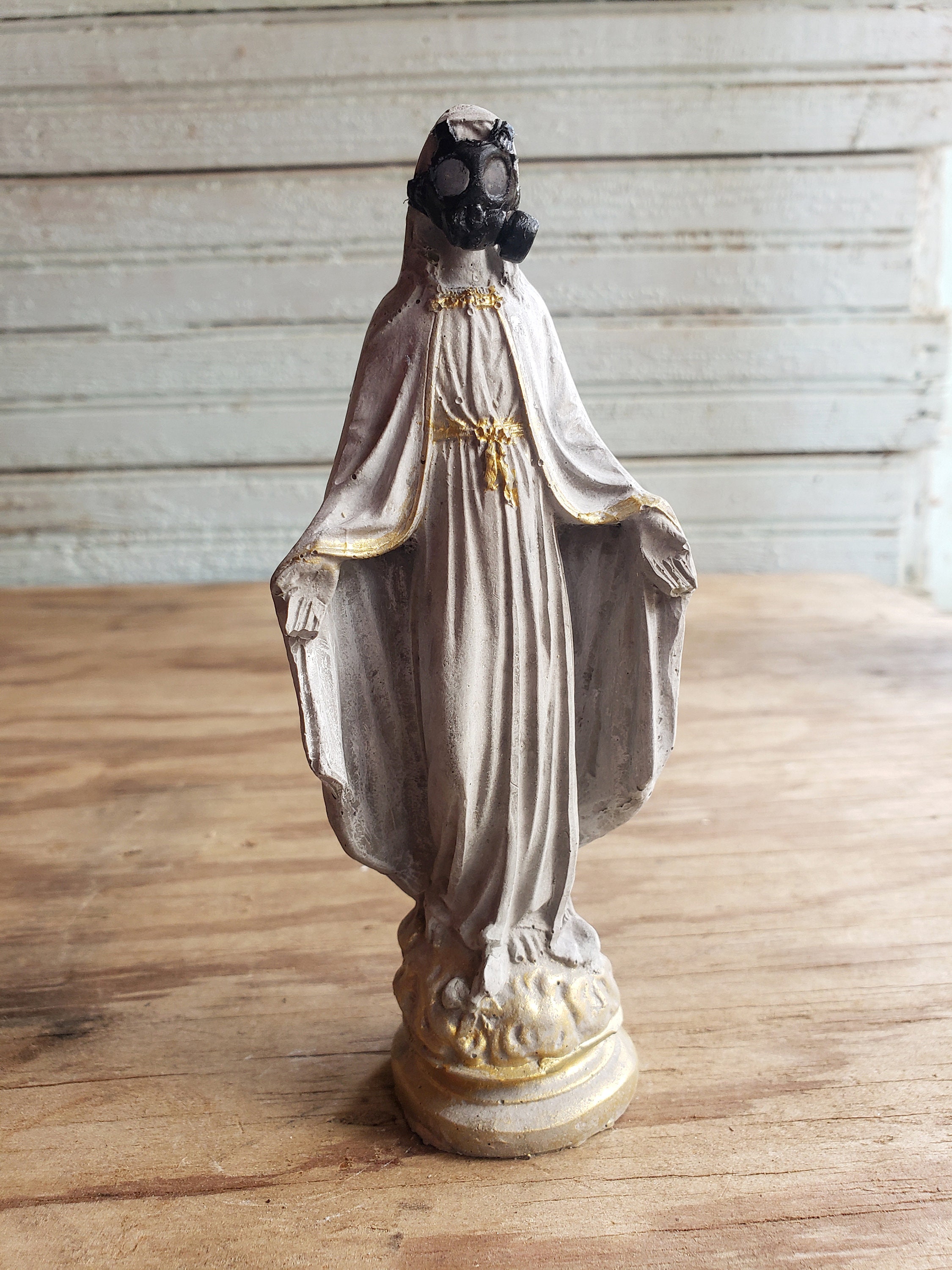 Gas Mask Virgin Mary Statue With Mini Gasmask Apocalypse Statue of Mary ...
