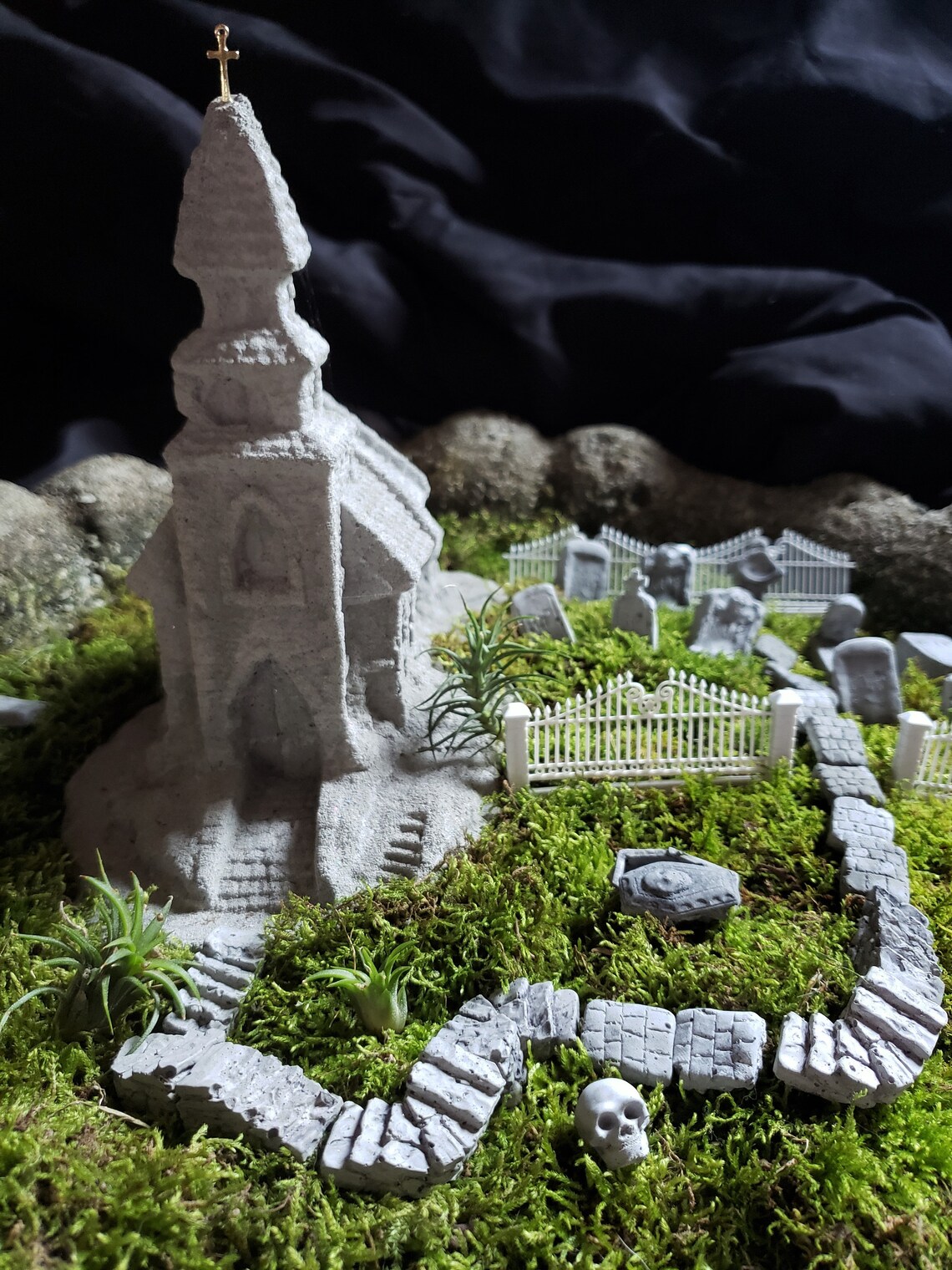 Spooky Creepy Mini Church Cathedral Cement Gothic Garden - Etsy