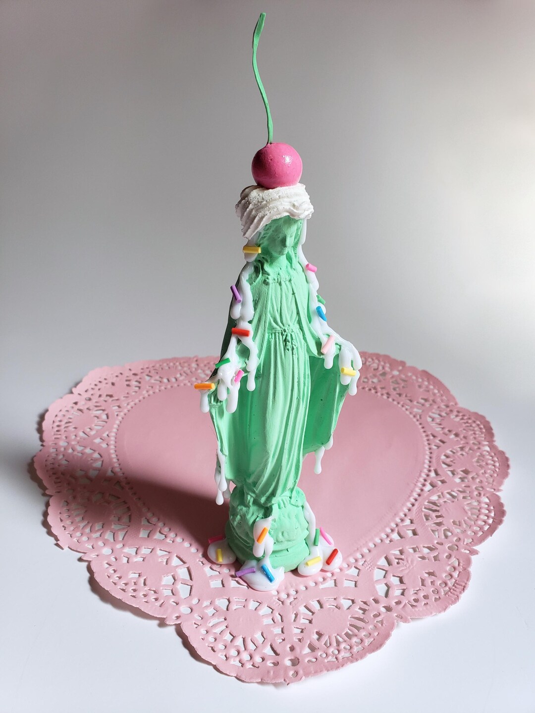 Mint Green Cake Virgin Mary Statue of Mary Fake Frosting Icing ...