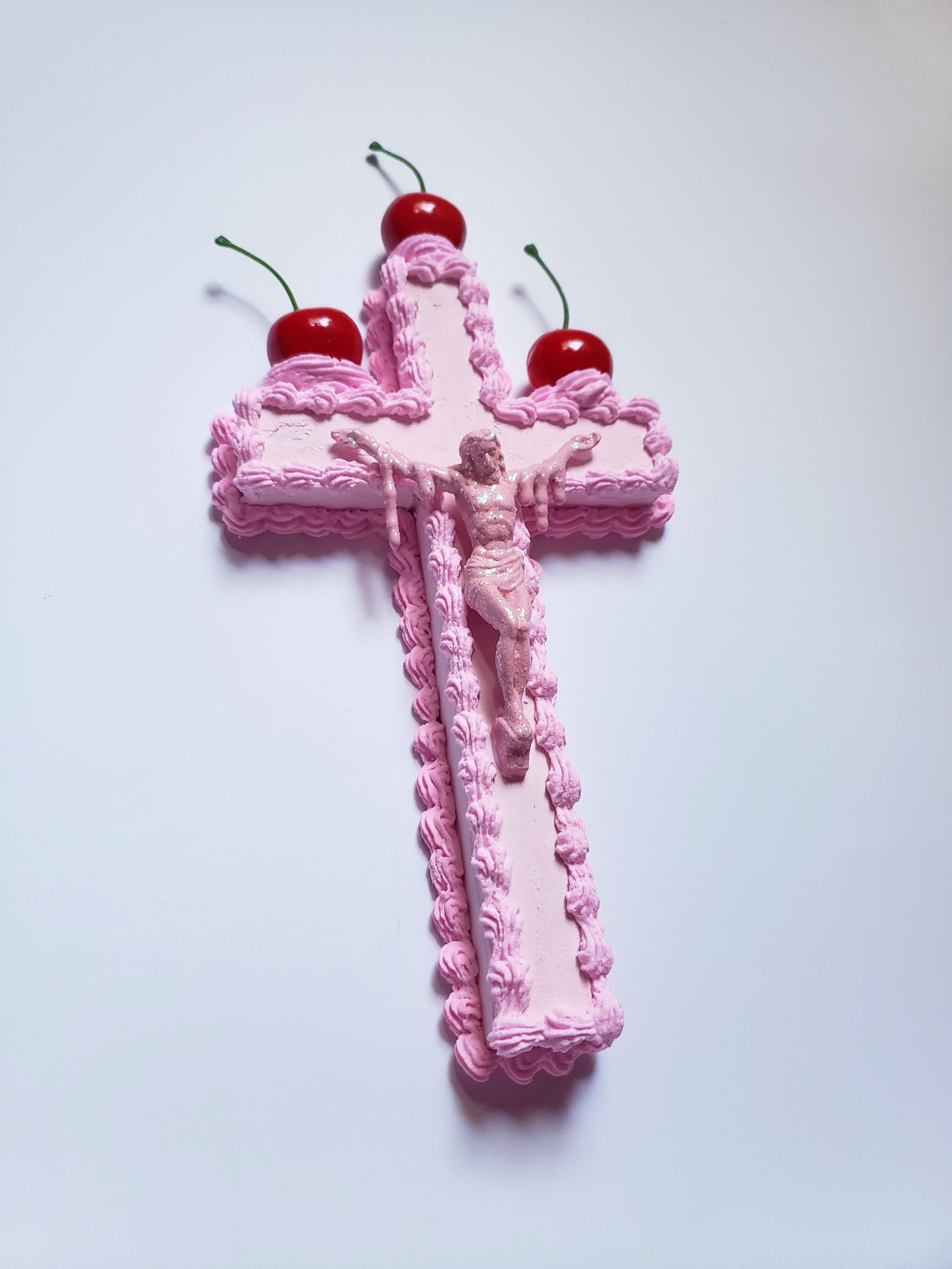 Pink Cake SWEET JESUS Crucifix Cross With Jesus Wallhanging Sprinkles ...