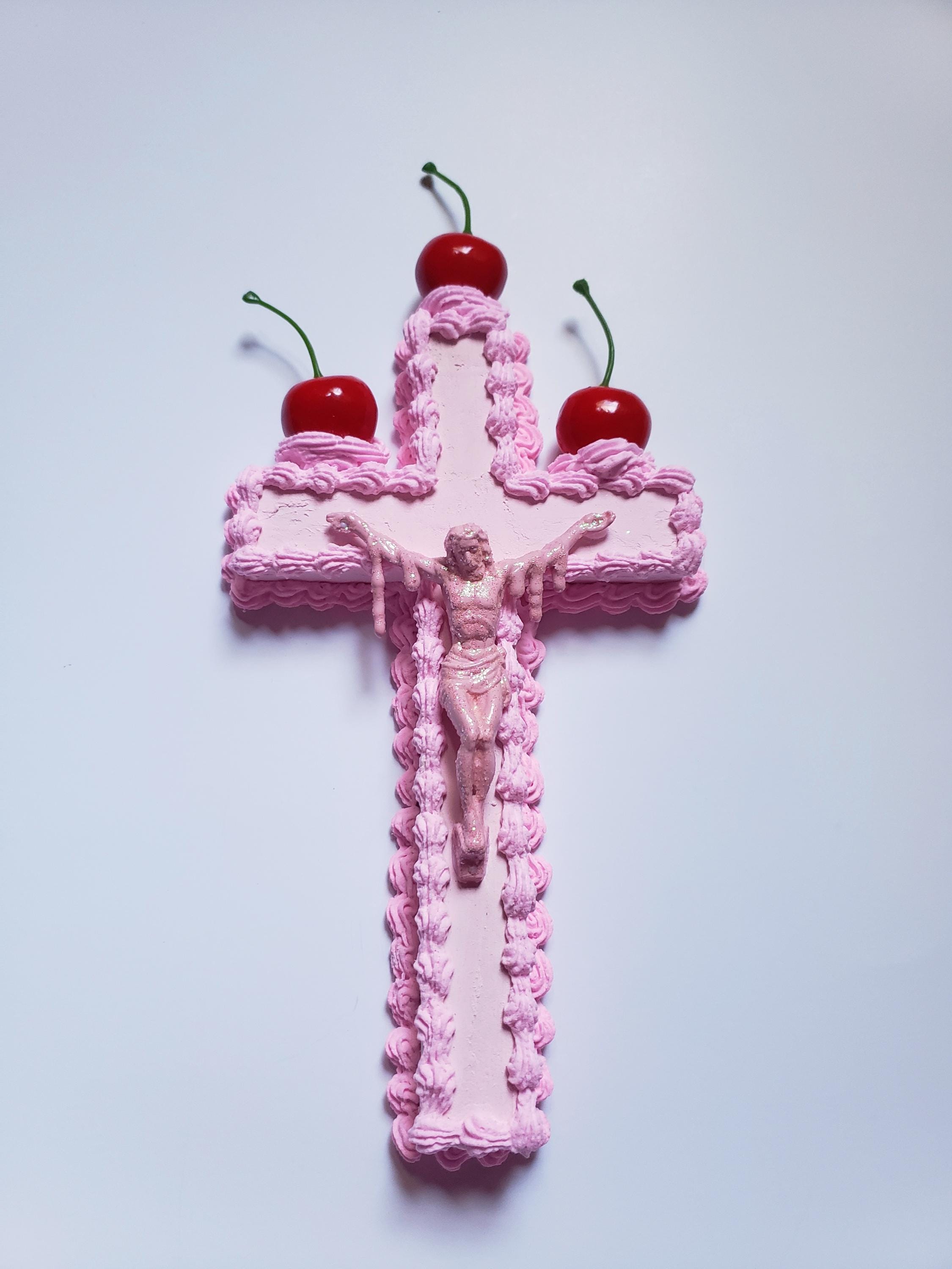 Pink Cake SWEET JESUS Crucifix Cross With Jesus Wallhanging Sprinkles ...
