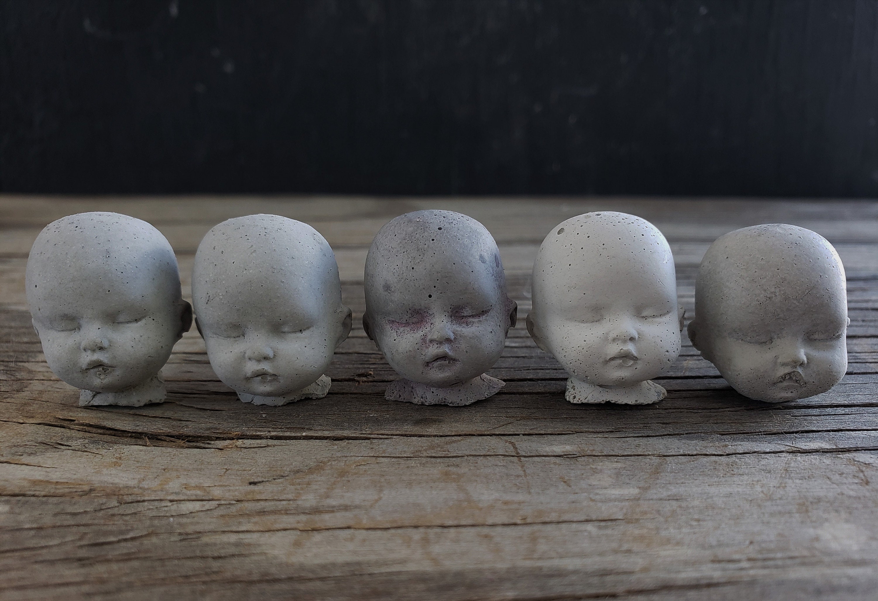 Creepy Tiny Baby Head Cement Decorations for Potted Plants or Fairy ...