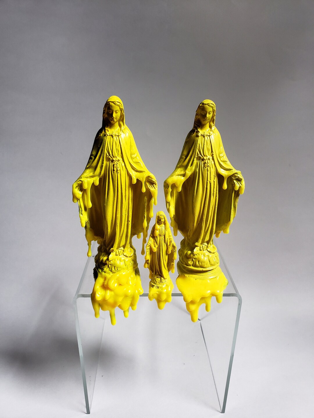 Yellow Dripping Melty Virgin Mary Statue of Mary Pop Art Drip Decor - Etsy