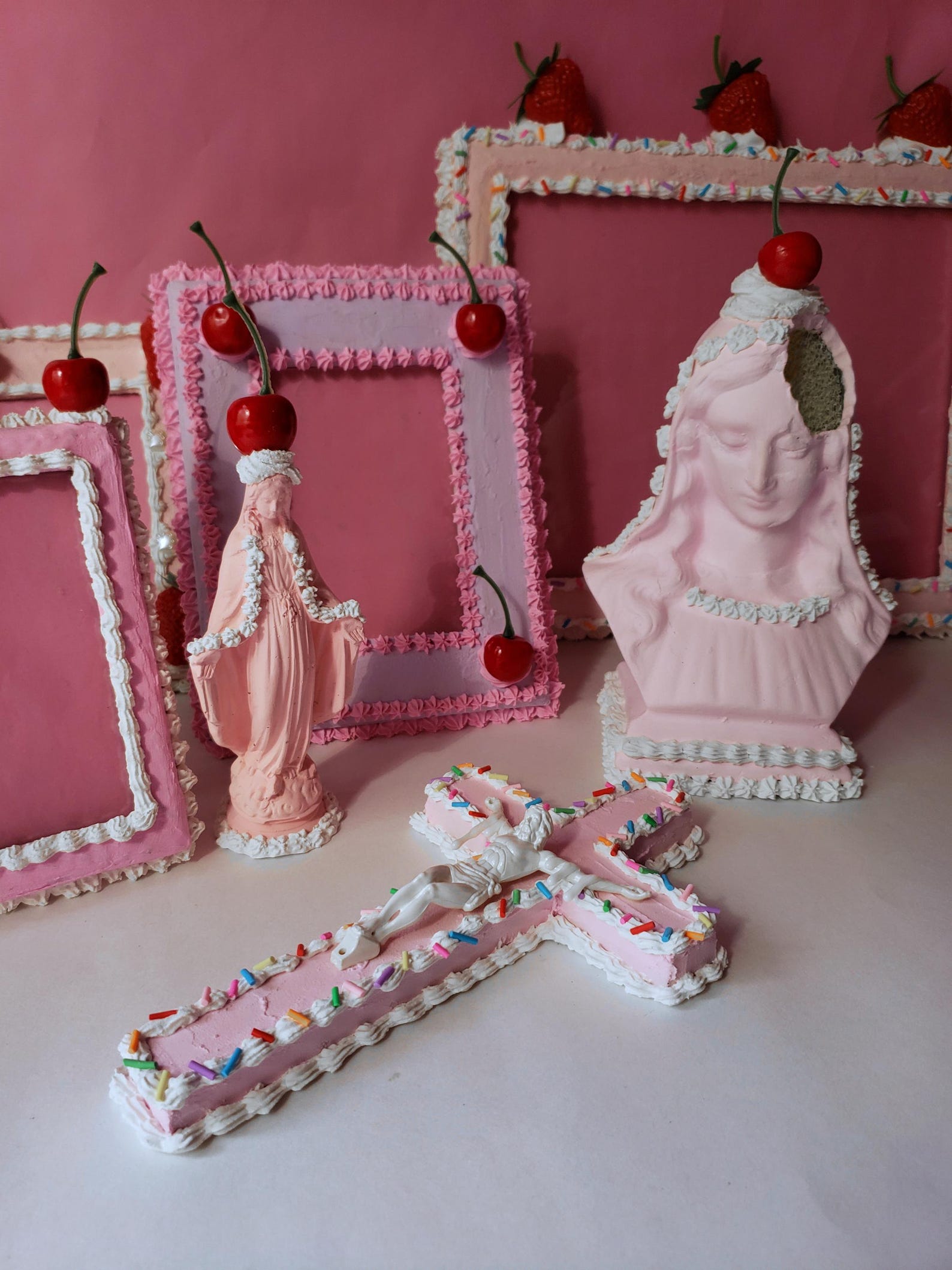 Pink Cake SWEET JESUS Crucifix Cross With Jesus Wallhanging Sprinkles ...
