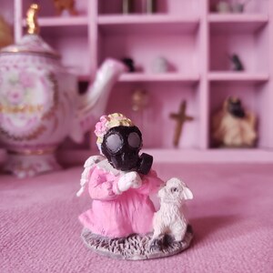 Gas Mask Praying Angel Girl Lamb Figurine - Etsy