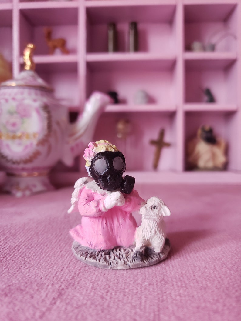 Gas Mask Praying Angel Girl Lamb Figurine - Etsy