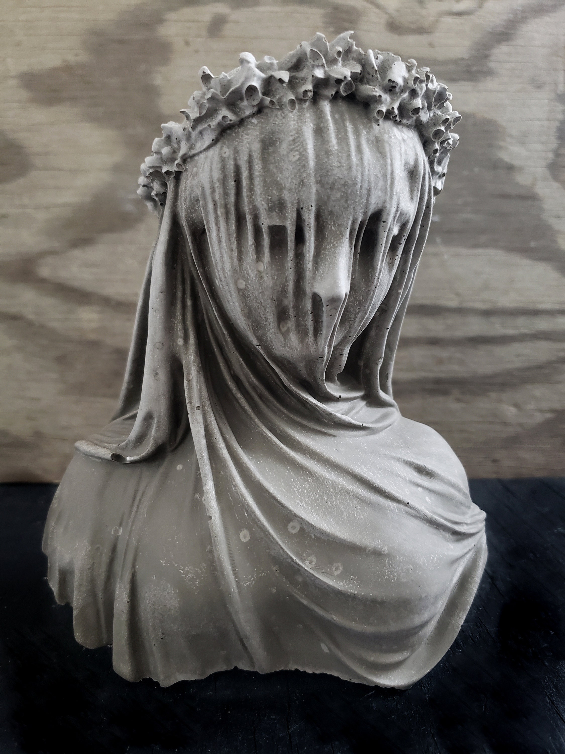 Veiled Lady Mourning Bust Cement Statue | Etsy
