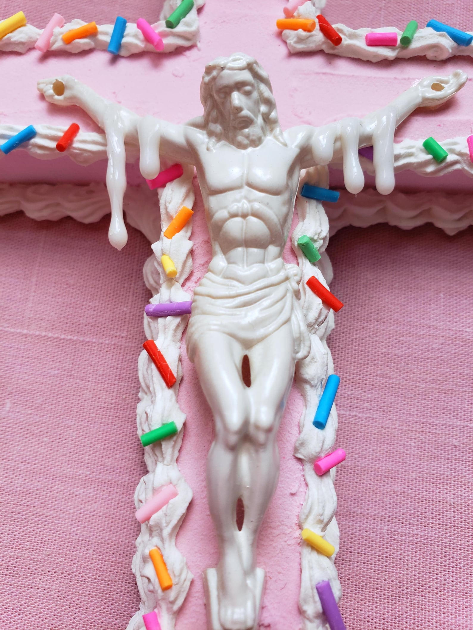 Pink Cake SWEET JESUS Crucifix Cross With Jesus Wallhanging Sprinkles ...