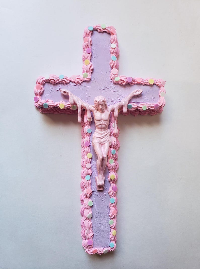 Pink and Purple Cake SWEET JESUS Crucifix Cross With Jesus Wallhanging ...