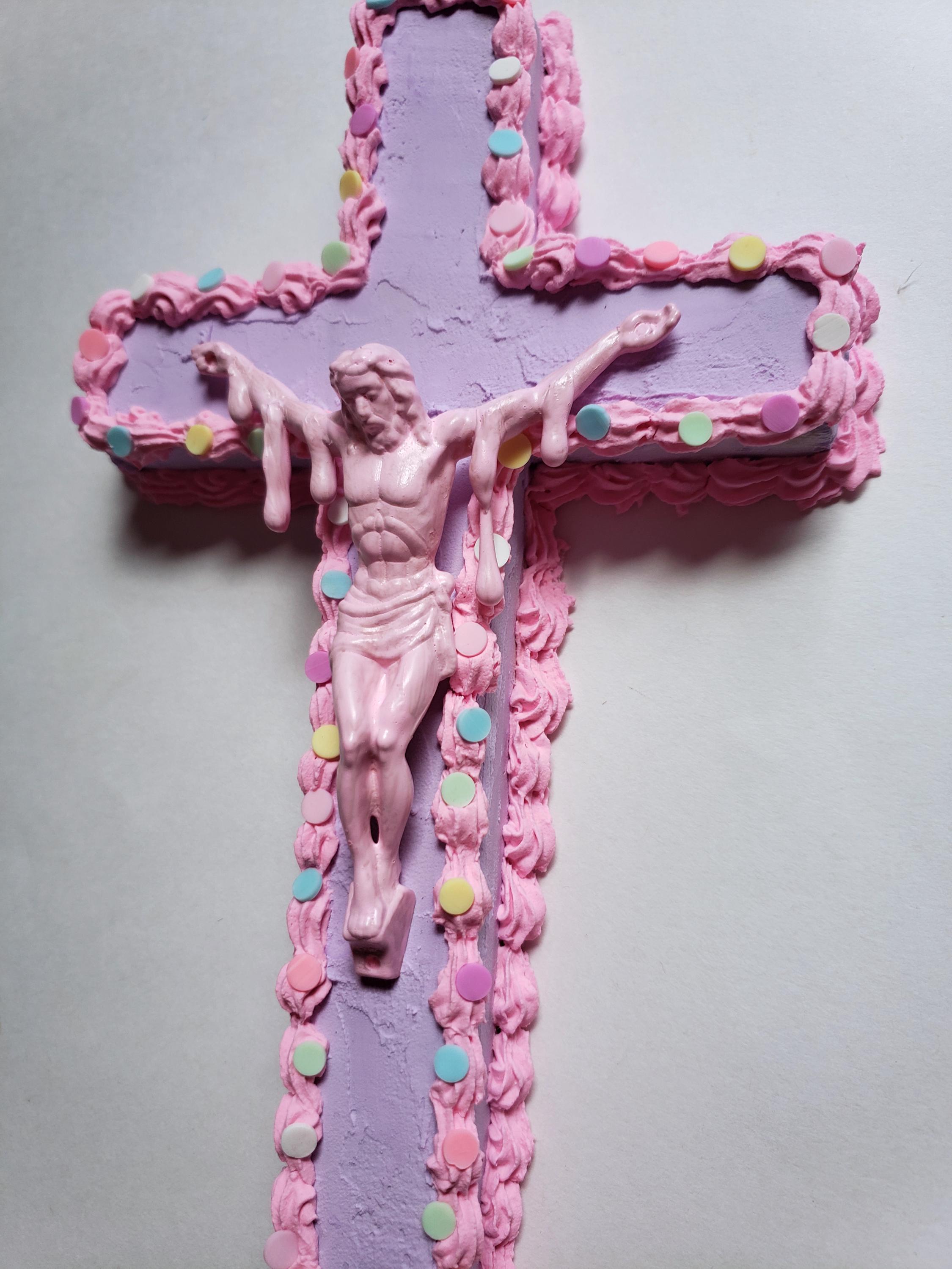 Pink and Purple Cake SWEET JESUS Crucifix Cross With Jesus Wallhanging ...