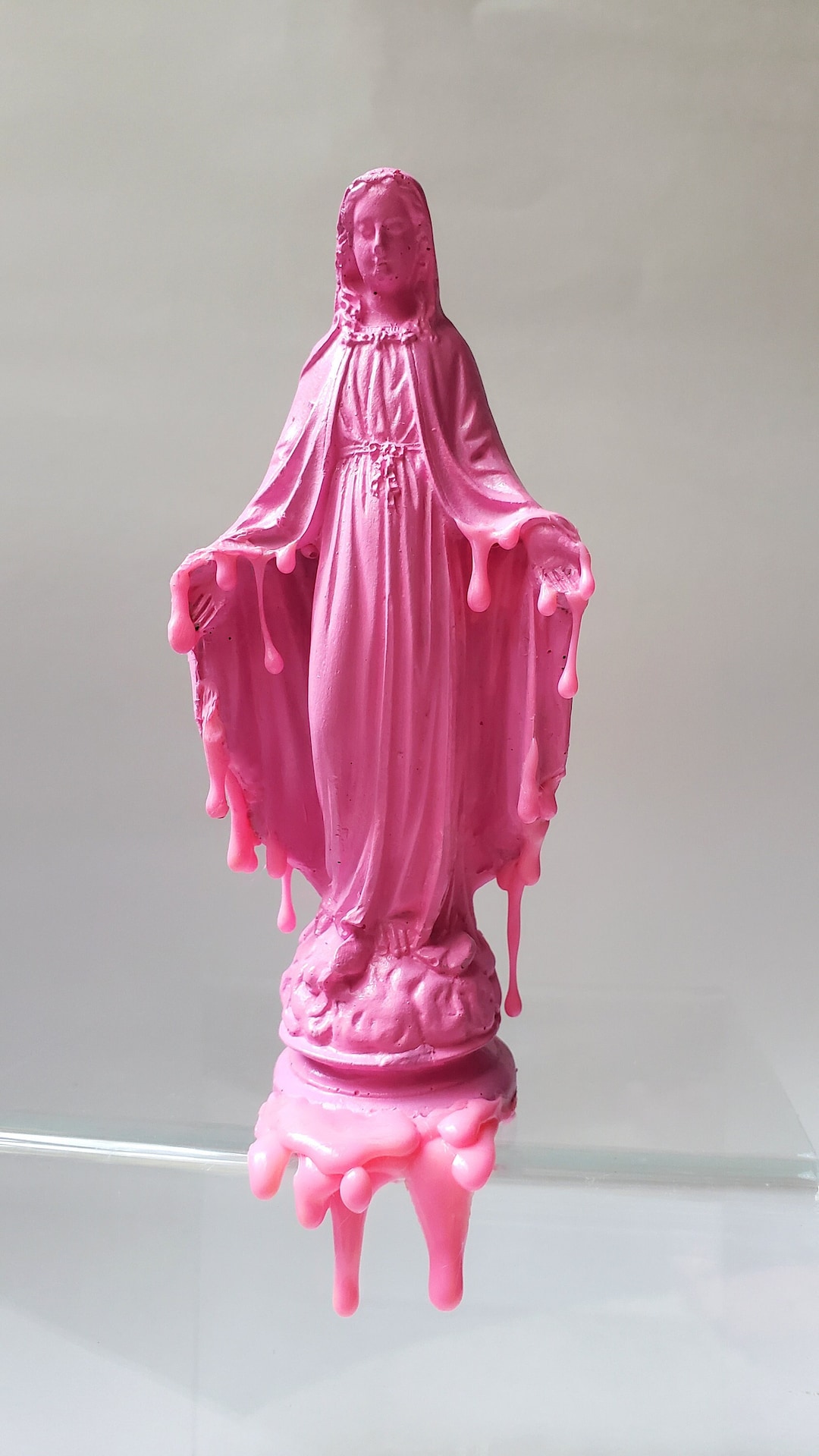 Pink Dripping Melty Virgin Mary Statue of Mary Pop Art Drip Decor - Etsy