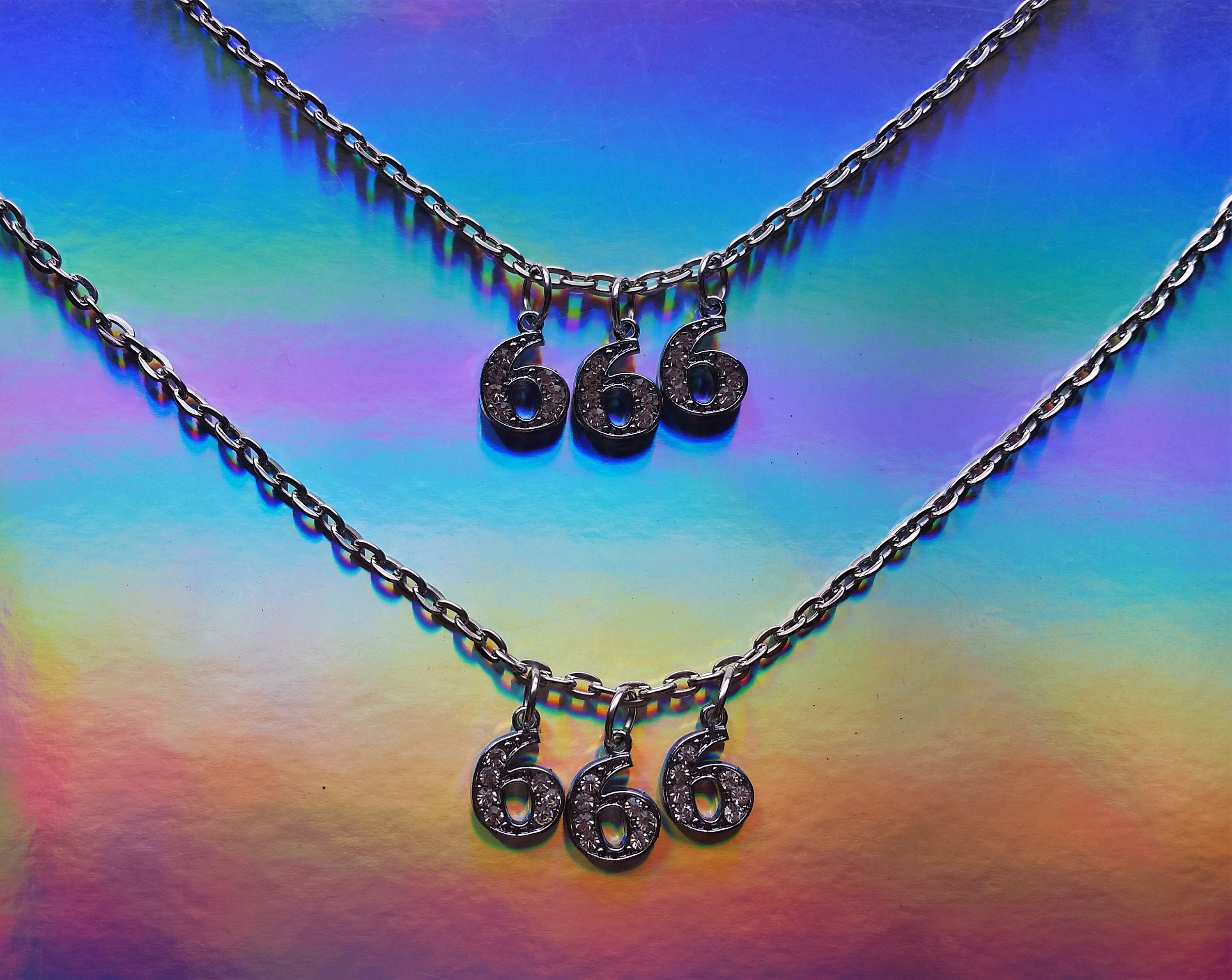 666 Team Satan Sparkle Rhinestone Necklace - Etsy