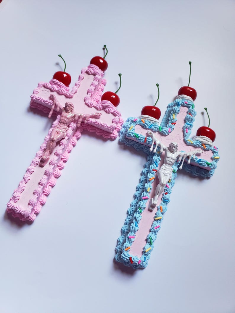 Pink Cake SWEET JESUS Crucifix Cross With Jesus Wallhanging Sprinkles ...
