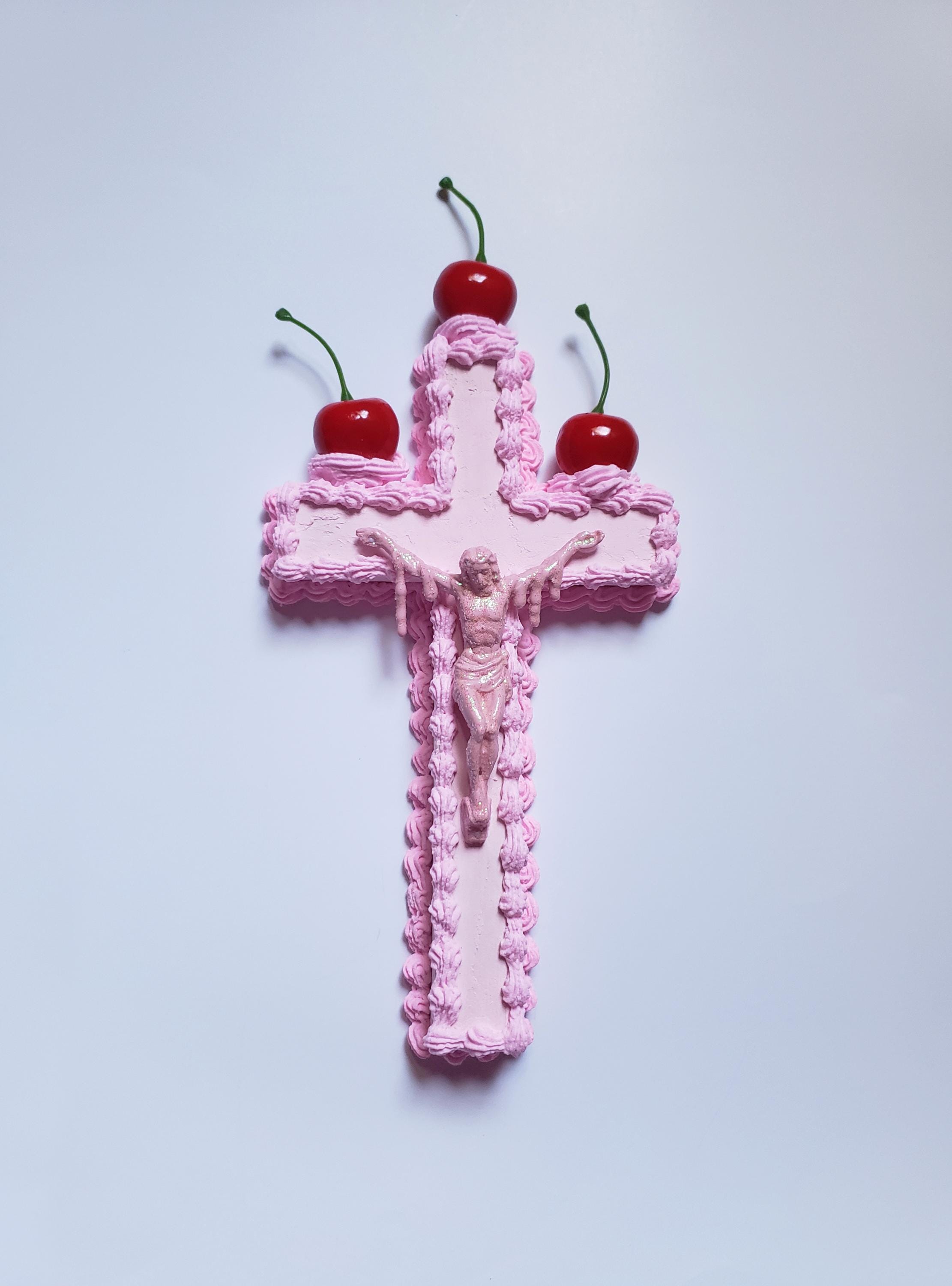 Pink Cake SWEET JESUS Crucifix Cross With Jesus Wallhanging Sprinkles ...