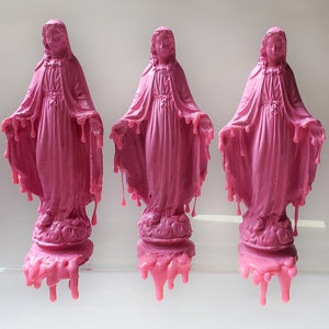 Pink Dripping Melty Virgin Mary Statue of Mary Pop Art Drip Decor - Etsy