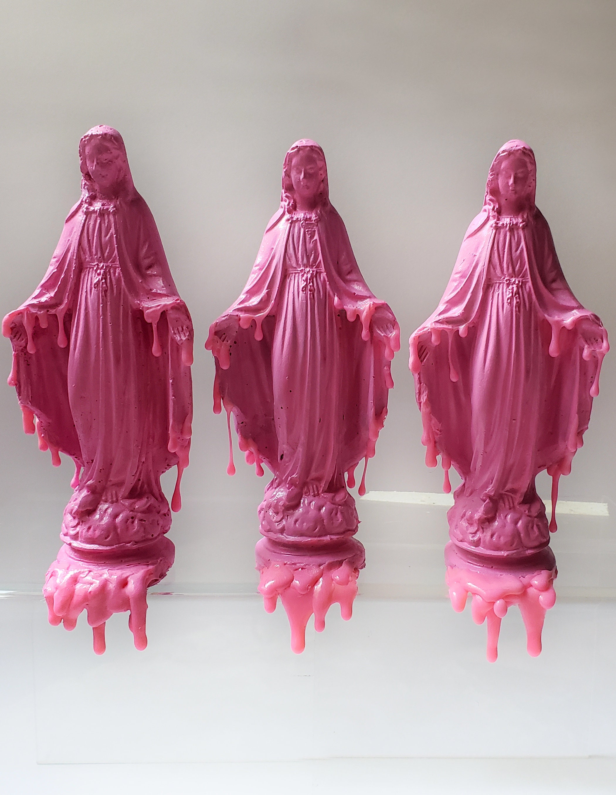Pink Dripping Melty Virgin Mary Statue of Mary Pop Art Drip Decor - Etsy