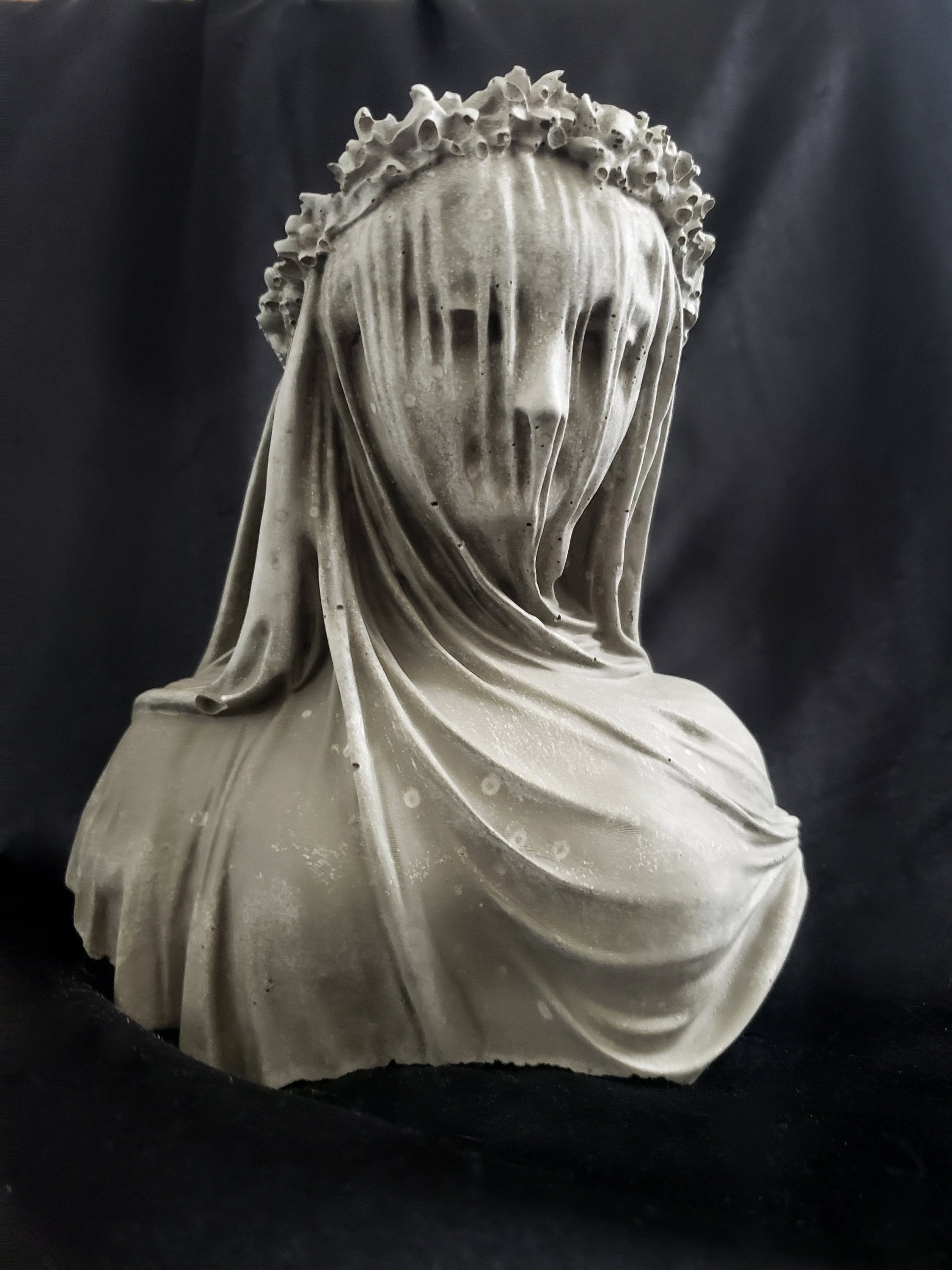 Veiled Lady Mourning Bust Cement Statue | Etsy