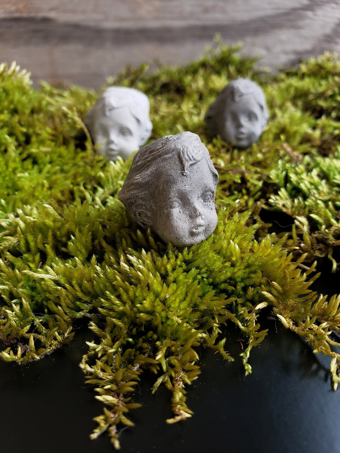 Creepy Tiny Cherub Baby Head Cement Decorations for Potted Plants or ...