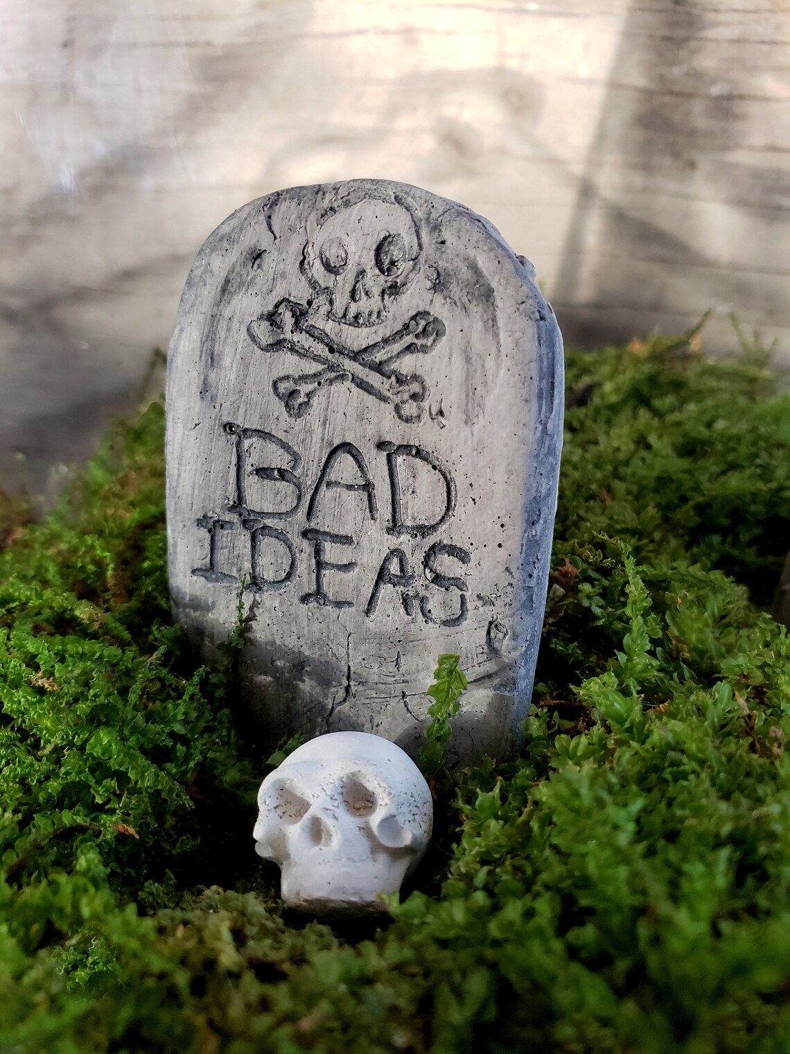 Bad Vibes Bad Ideas Cemetery Headstone Tombstone Cement Potted Plant ...
