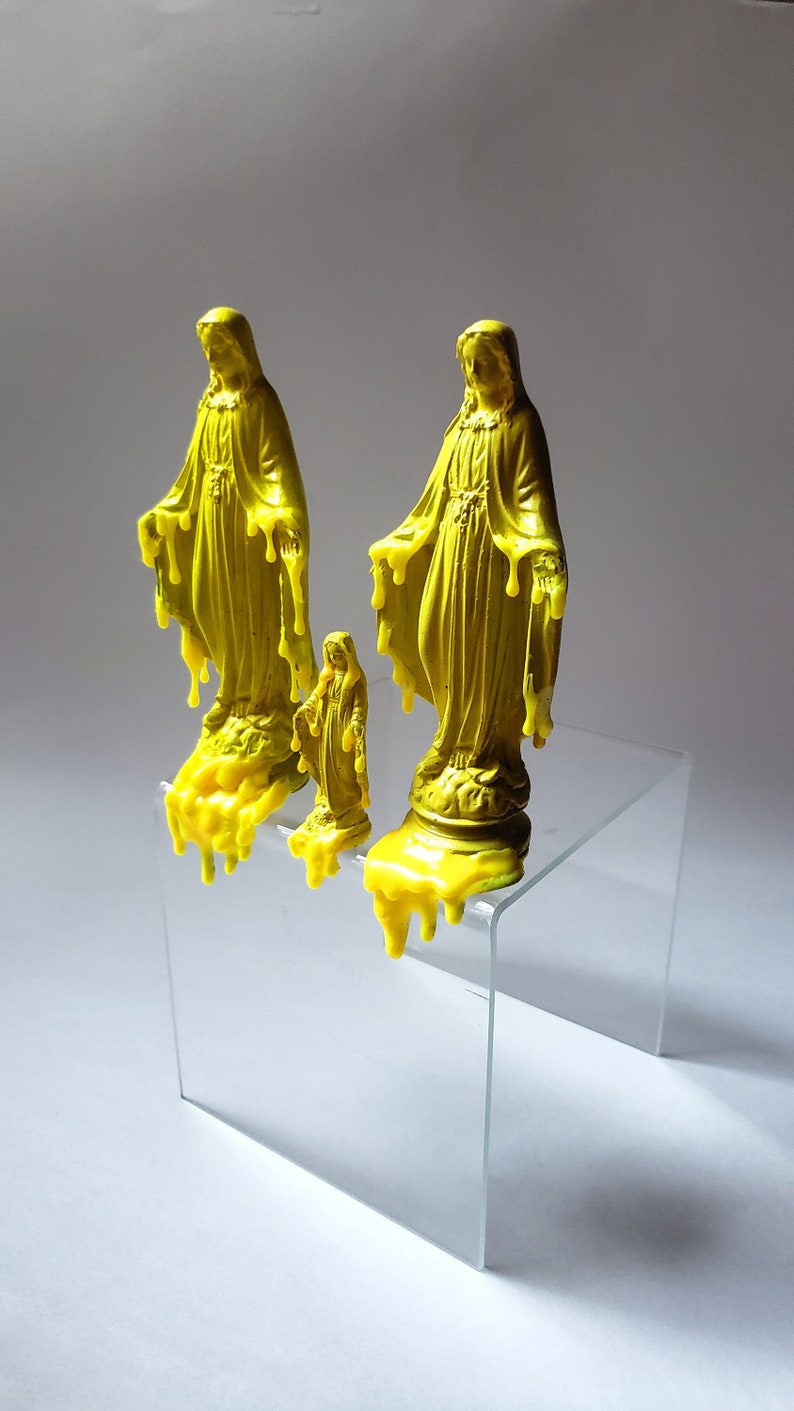 Yellow Dripping Melty Virgin Mary Statue of Mary Pop Art Drip Decor - Etsy
