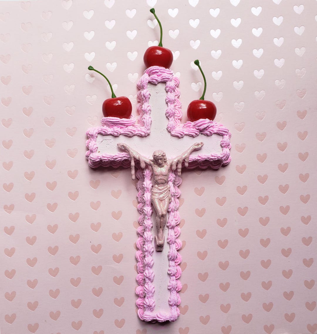 Pink Cake SWEET JESUS Crucifix Cross With Jesus Wallhanging Sprinkles ...