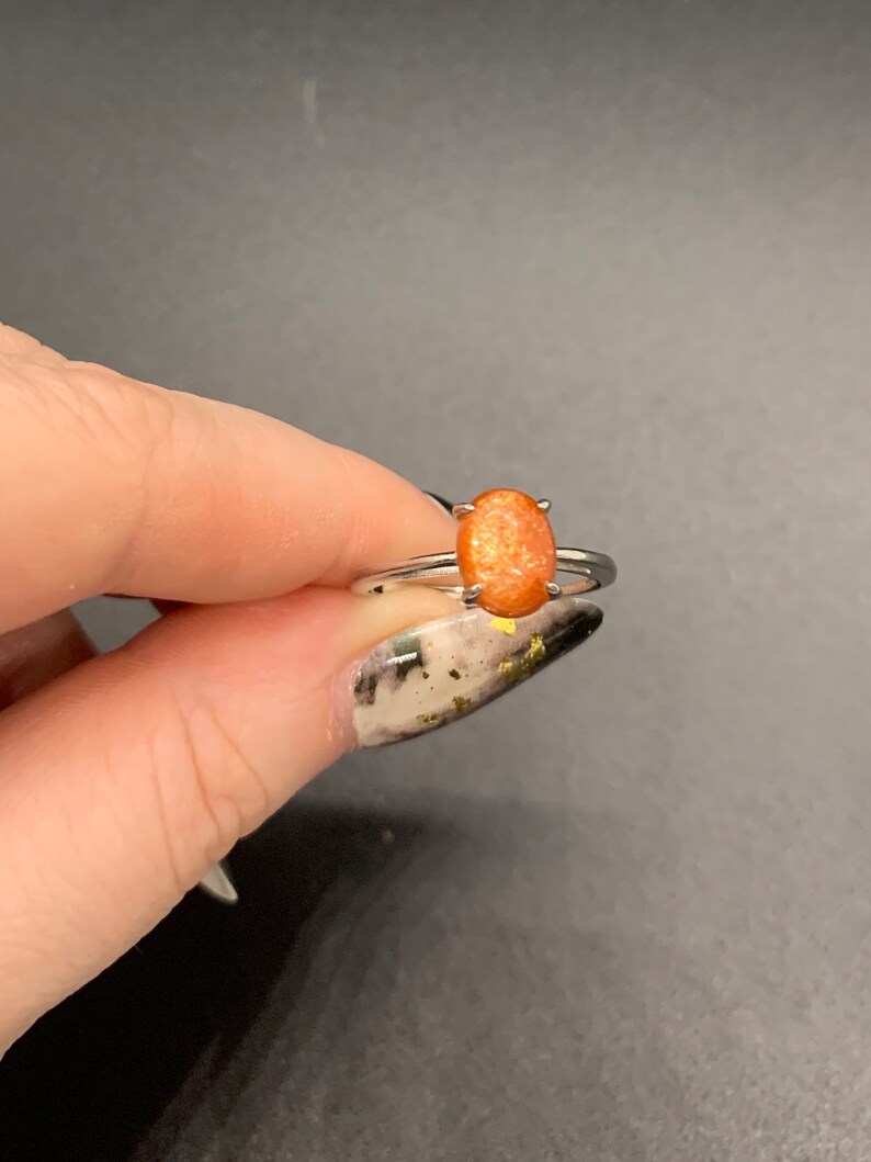 Sunstone .925 Sterling Silver Adjustable Ring - Etsy