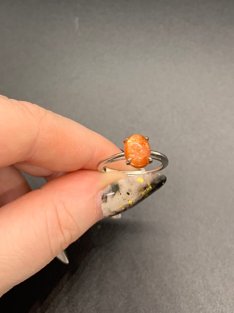 Sunstone .925 Sterling Silver Adjustable Ring - Etsy