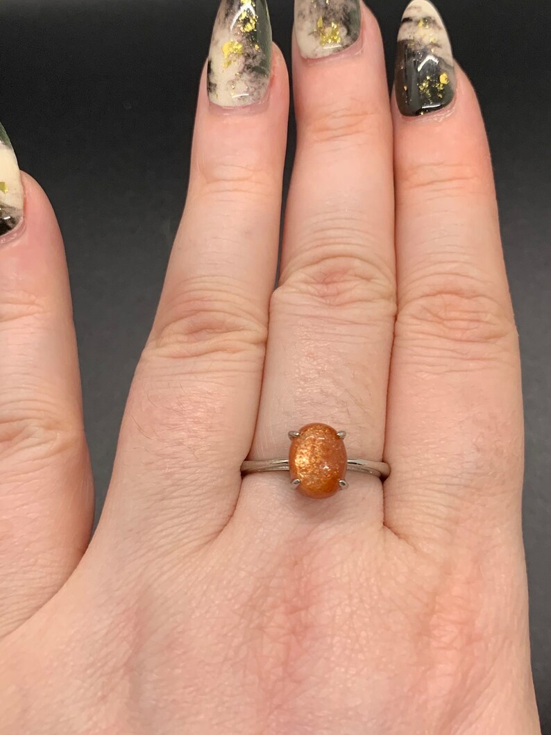Sunstone .925 Sterling Silver Adjustable Ring - Etsy